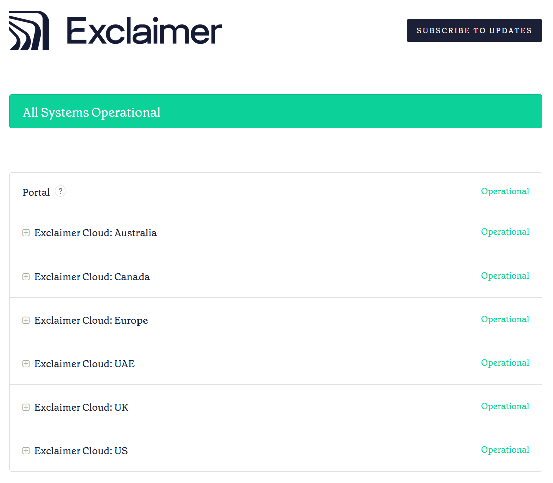 Exclaimer status page – Exclaimer Knowledge Base Exclaimer status page – Exclaimer Knowledge Base